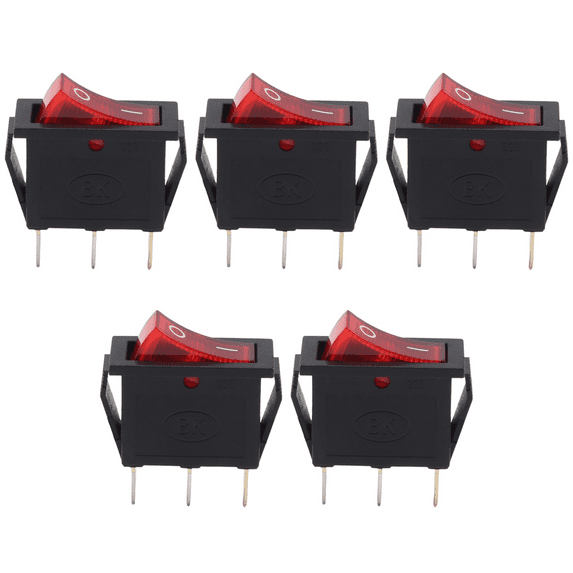 AC 16A/250V 20A/125V Red Light Illuminated On Off SPST Boat Rocker Switch x 5 Pcs - Walmart.com