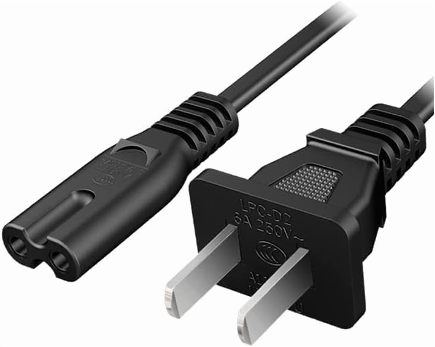 AC 2 Prong C8 Power Cord 5ft Standard 2-Slot for TV PS4 PS5 Speaker ...