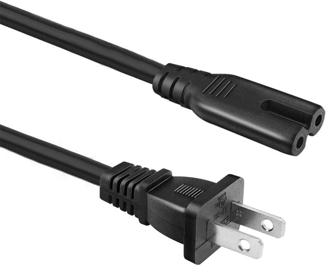 AC 2 Prong Power Cord 5FT Wall Plug 2-Slot TV Power Cable, for HP Dell ...
