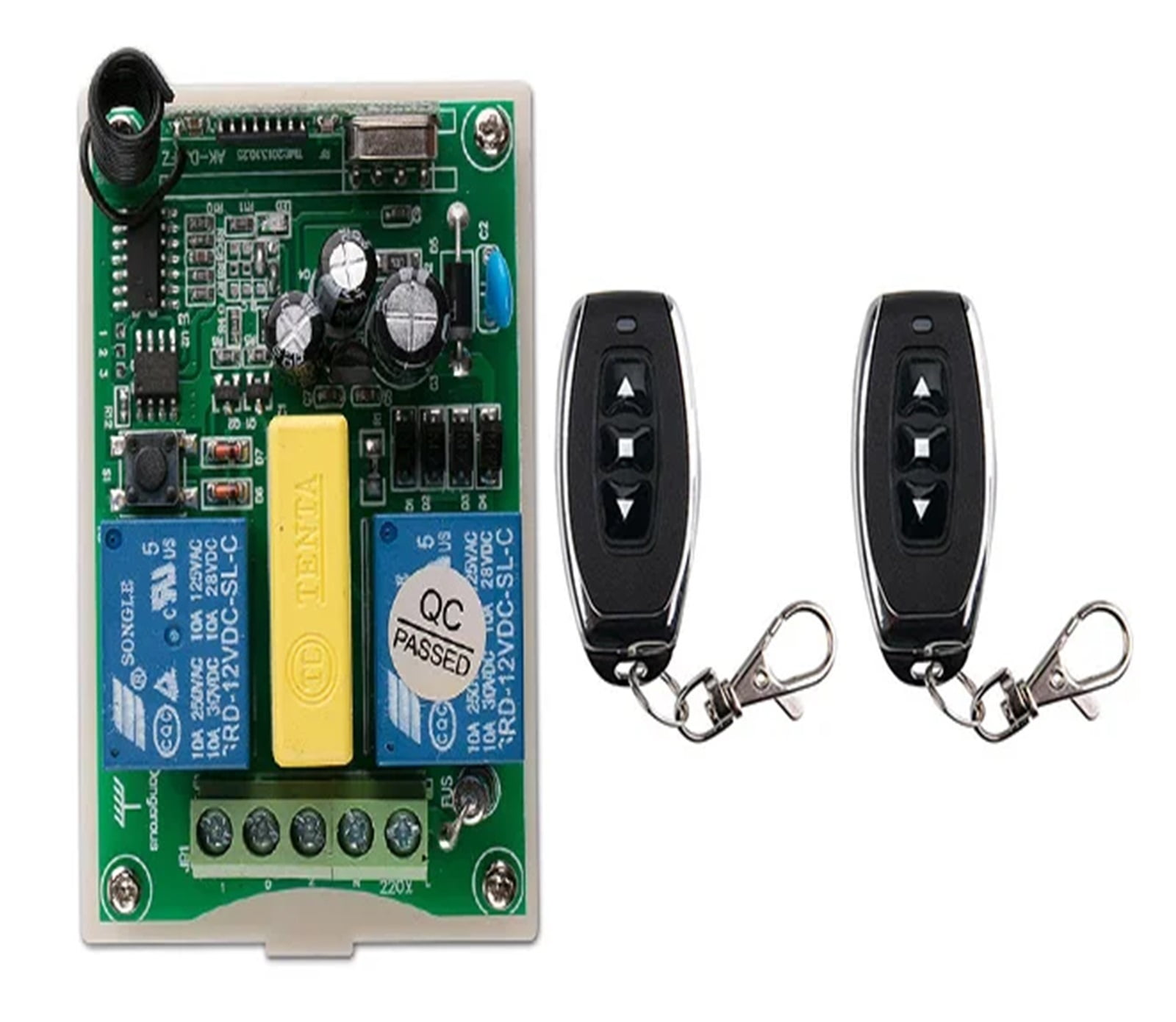 AC 220V 2 CH 2CH RF Wireless Remote Control Switch Receiver + Transmitter Tubular Motor Garage ...