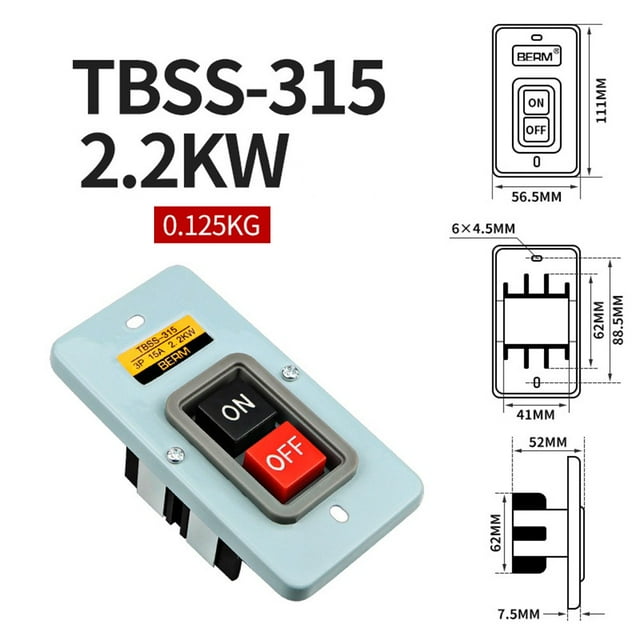 AC 220V/380V Push Button Switch On/Off Switch 3-Phase Self-locking ...