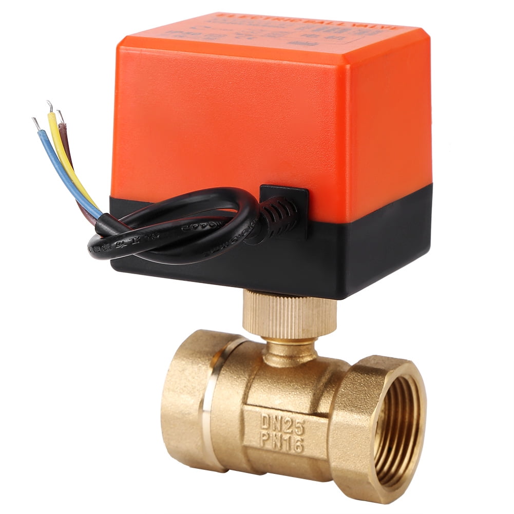 AC 220V Brass Electric Motorized Ball Valve 2 Way 3-Wire 1.6Mpa Thread DN25 - Walmart.com