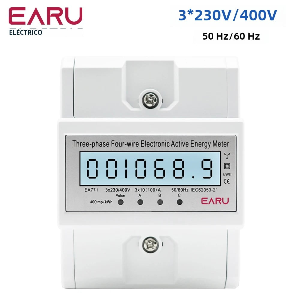 AC 230-380V 3-Phase 4-Wire Din Rail Energy Meter Power Consumption ...