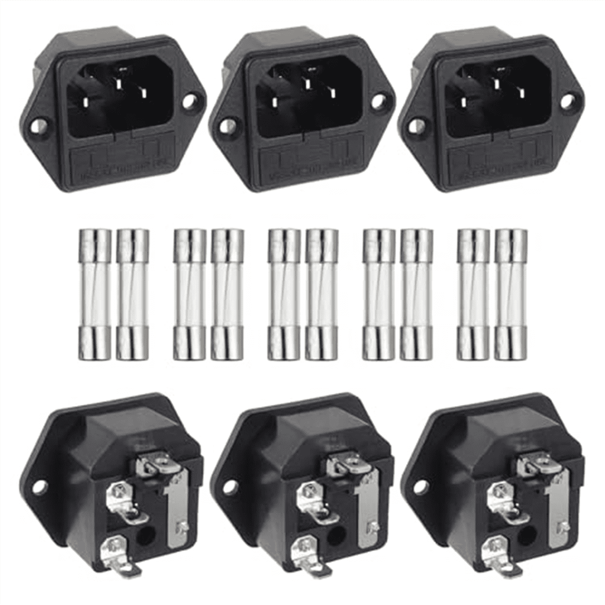 AC 250V 10A 2 in 1 Mount Inlet Module Plug Socket Power Entry Connector ...