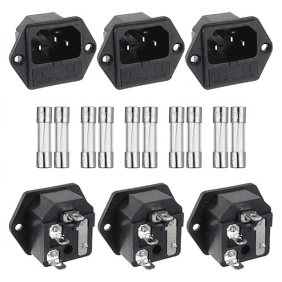 AC 250V 10A 2 in 1 Mount Inlet Module Plug Socket Power Entry Connector ...