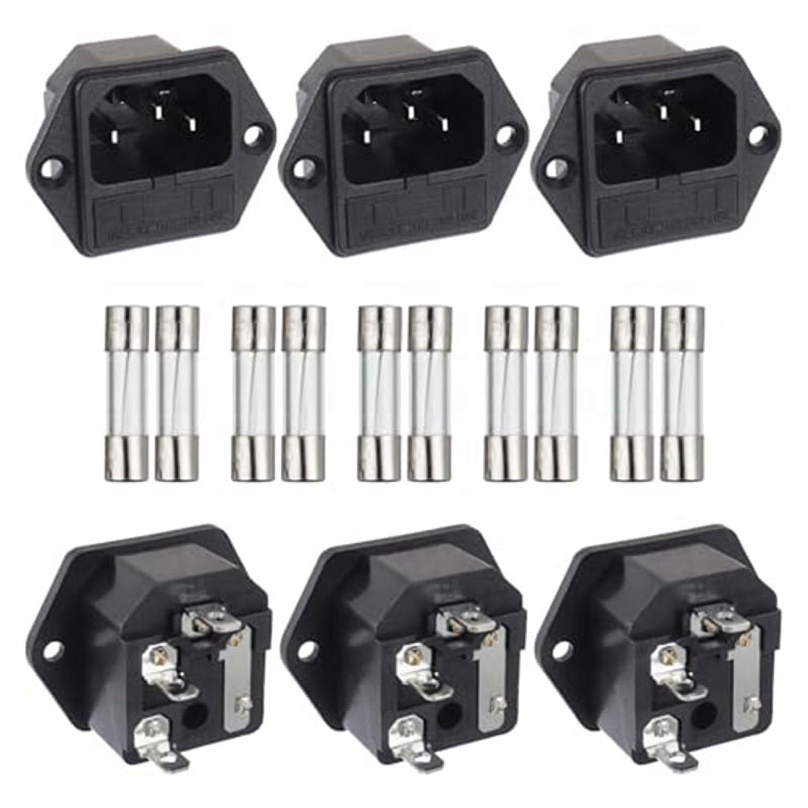AC 250V 10A 2 in 1 Mount Inlet Module Plug Socket Power Entry Connector ...