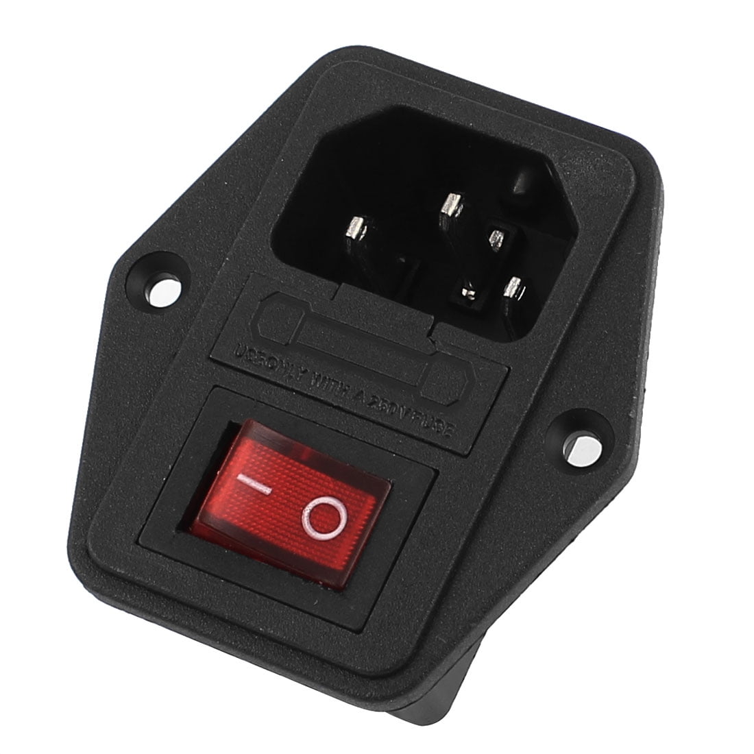 AC 250V 10A 3Pin Red LED Rocker Switch Fuse Holder Inlet Power Socket ...
