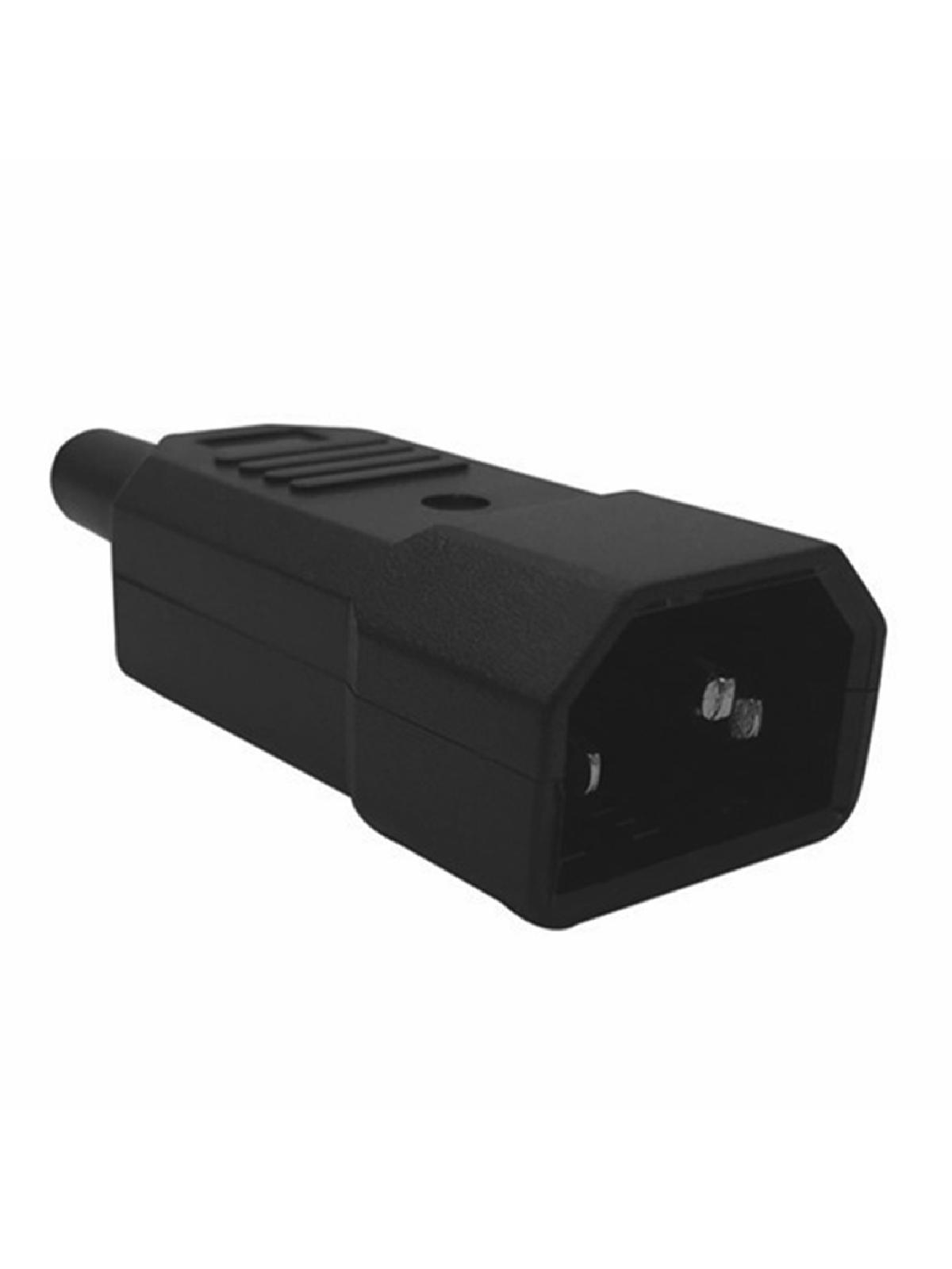 AC 250V 10A IEC C14 Male 3 Pins Terminals Inline Adapter Plug Power ...