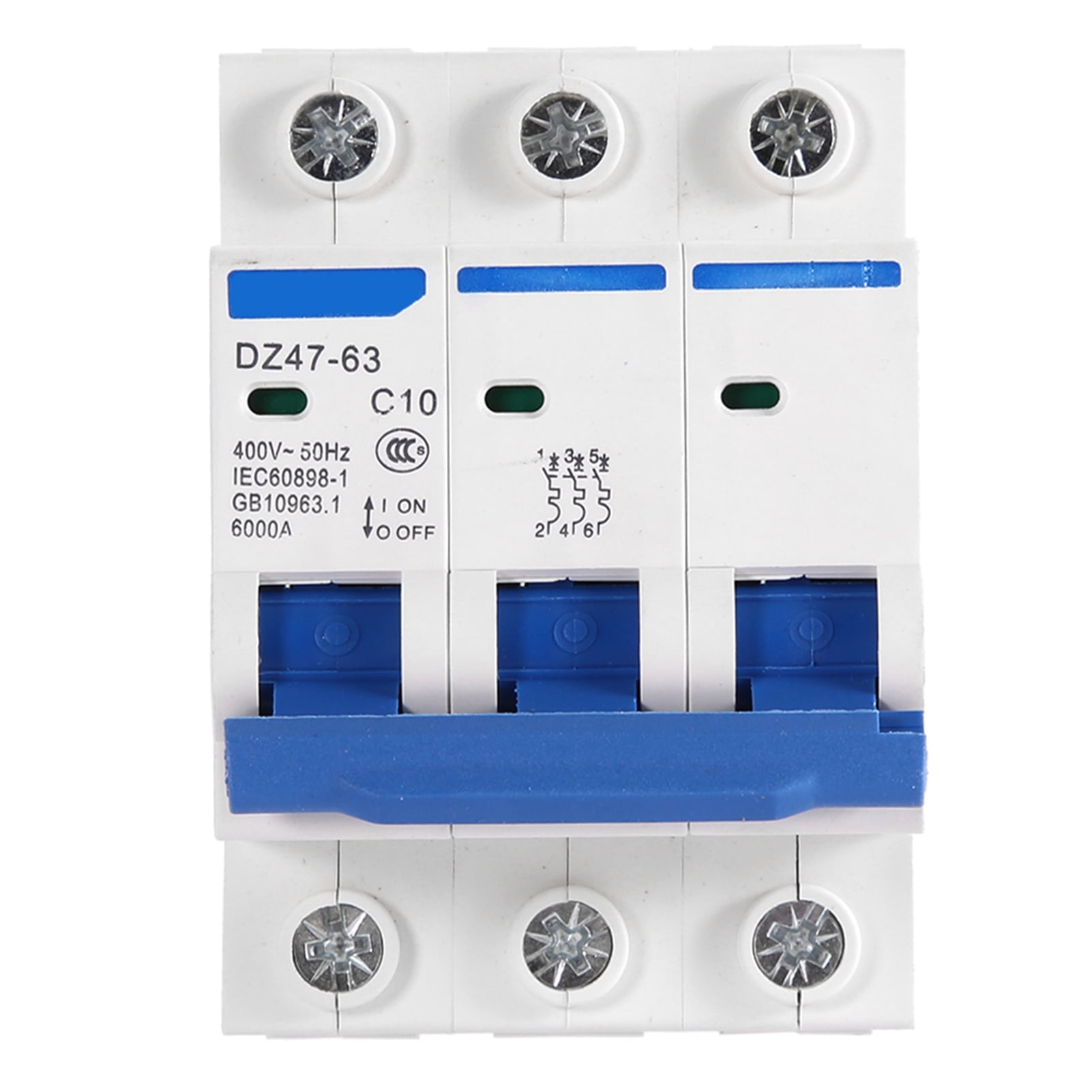 AC 400V 6/10/16/20A 3 Pole Miniature Circuit Breaker MCB Safety Breaker DZ47-63?(10A) - Walmart.com