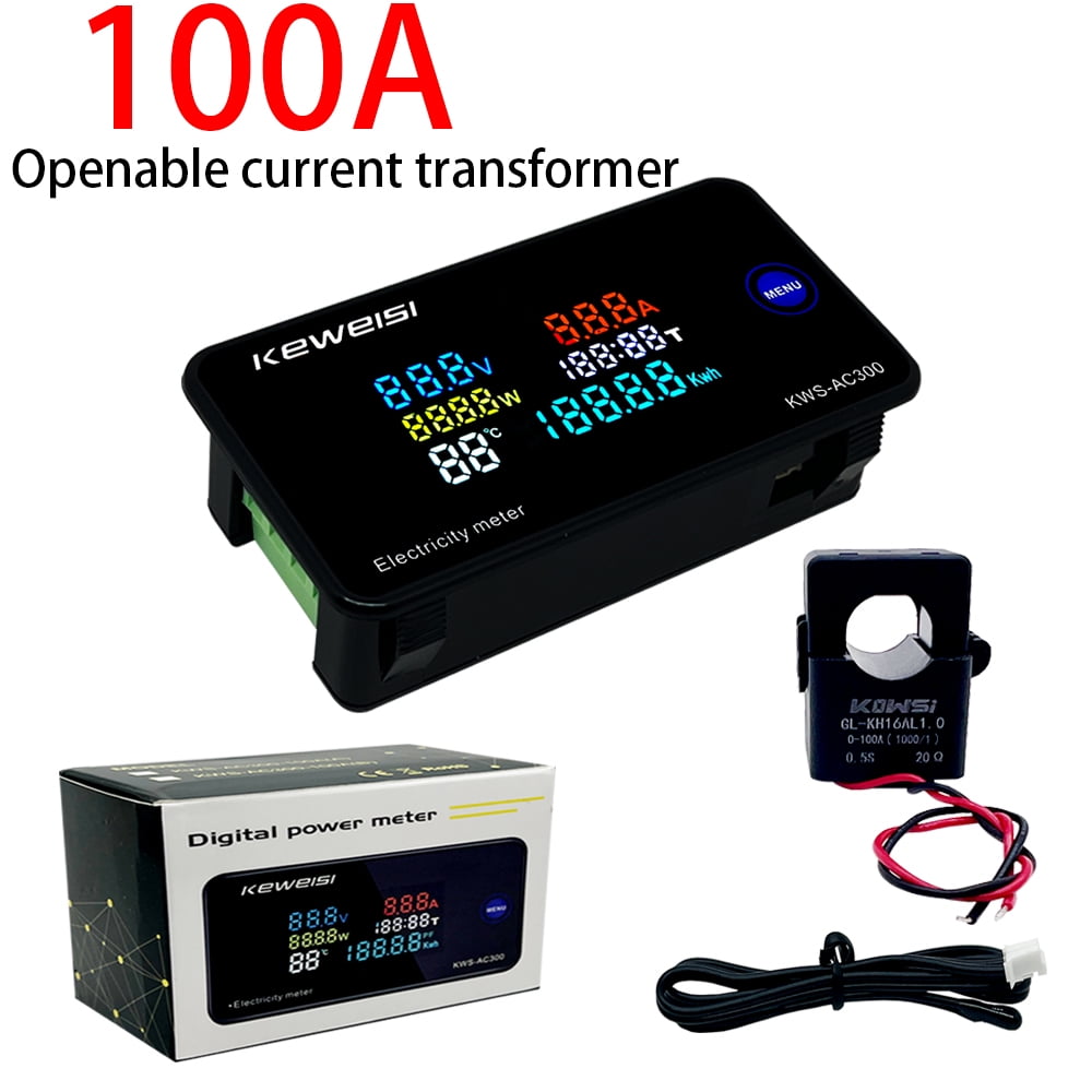 AC 50-300V 20A 100A Voltmeter Ammeter KWS Power Energy Meter LED ...