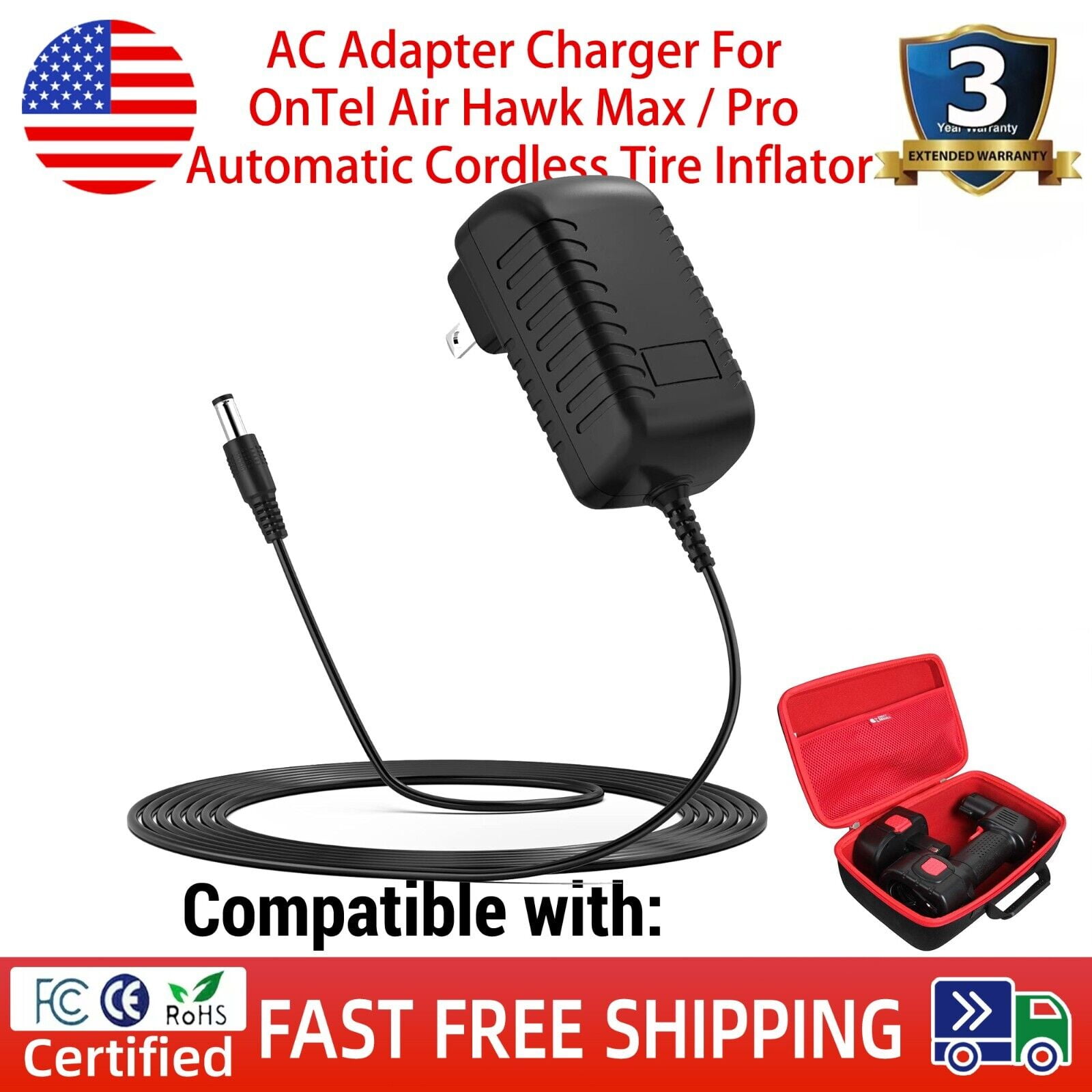 AC Adapter Charger For OnTel Air Hawk Max / Pro Automatic Cordless Tire ...
