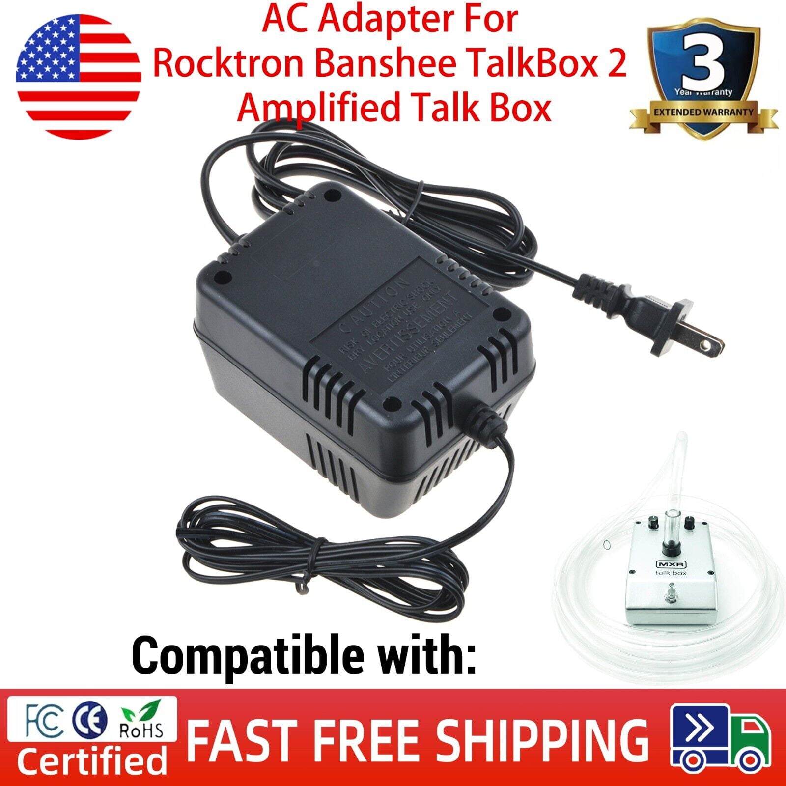 AC Adapter For Rocktron Banshee TalkBox 2 Amplified Talk Box Charger ...