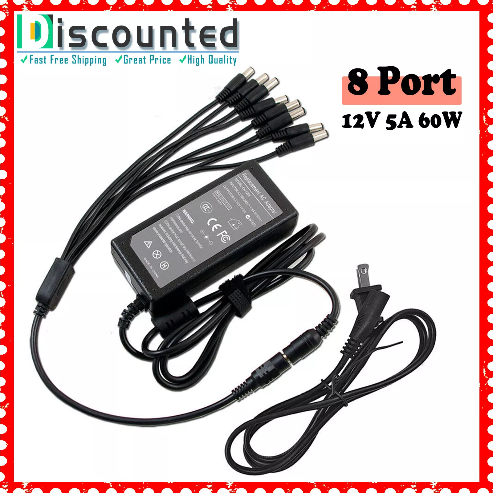 AC Adapter For Zmodo 8 Channel H.264 960H Security DVR 1TB HDD QR-Code ...