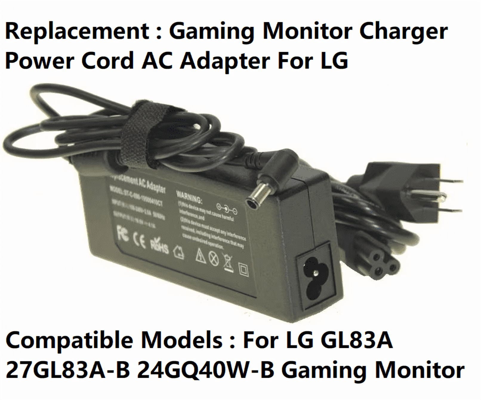 AC Adapter Replacement For LG GL83A 27GL83A-B 24GQ40W-B Gaming Monitor ...