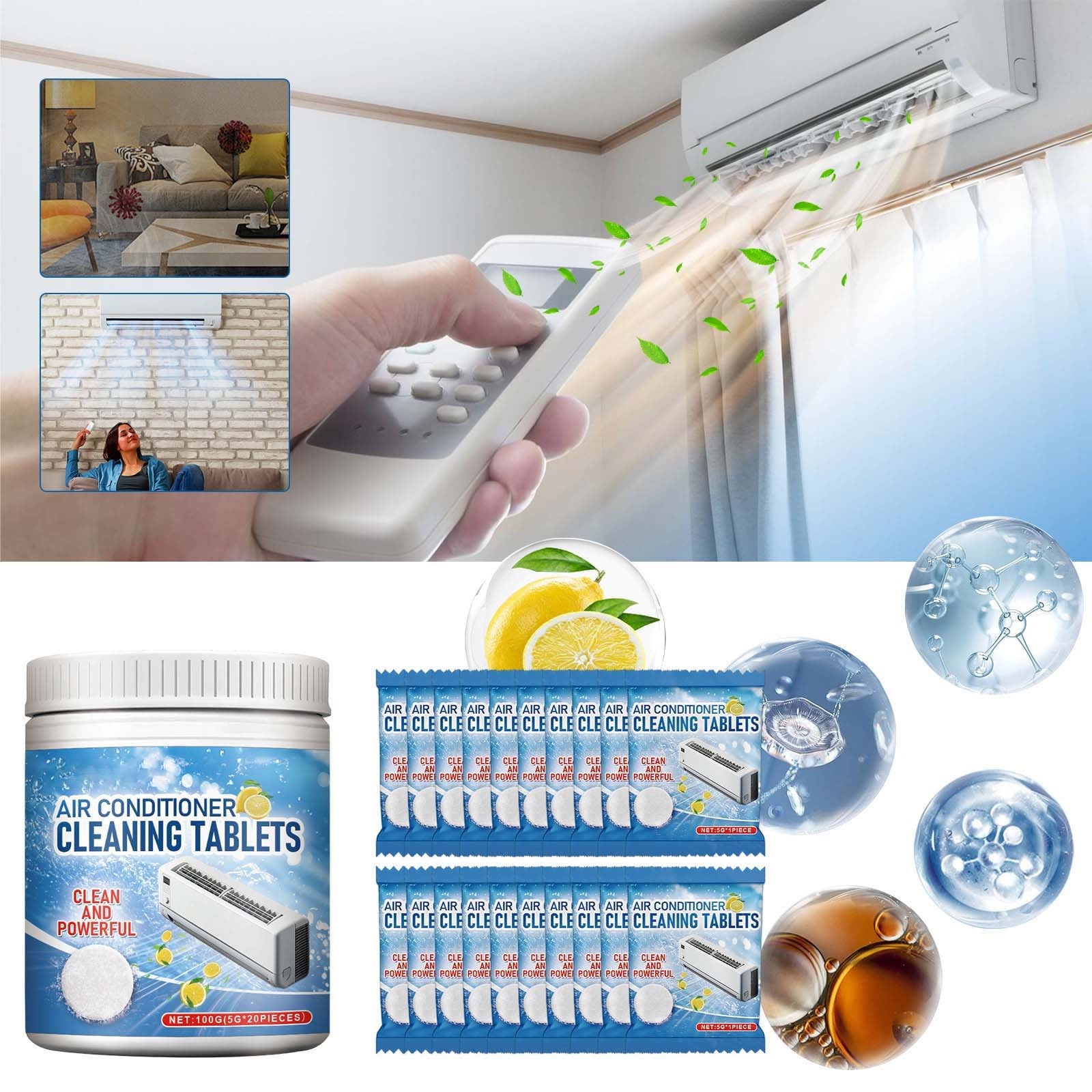 AC Cleaning Tablet | 20 Pack | Odor Removal, Descaling, Decontamination ...
