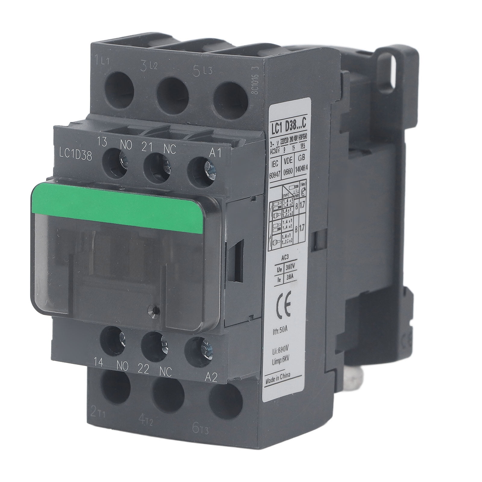 AC Contactor 38A 1 NO 1 NC Strong Conductivity High Voltage Electric ...