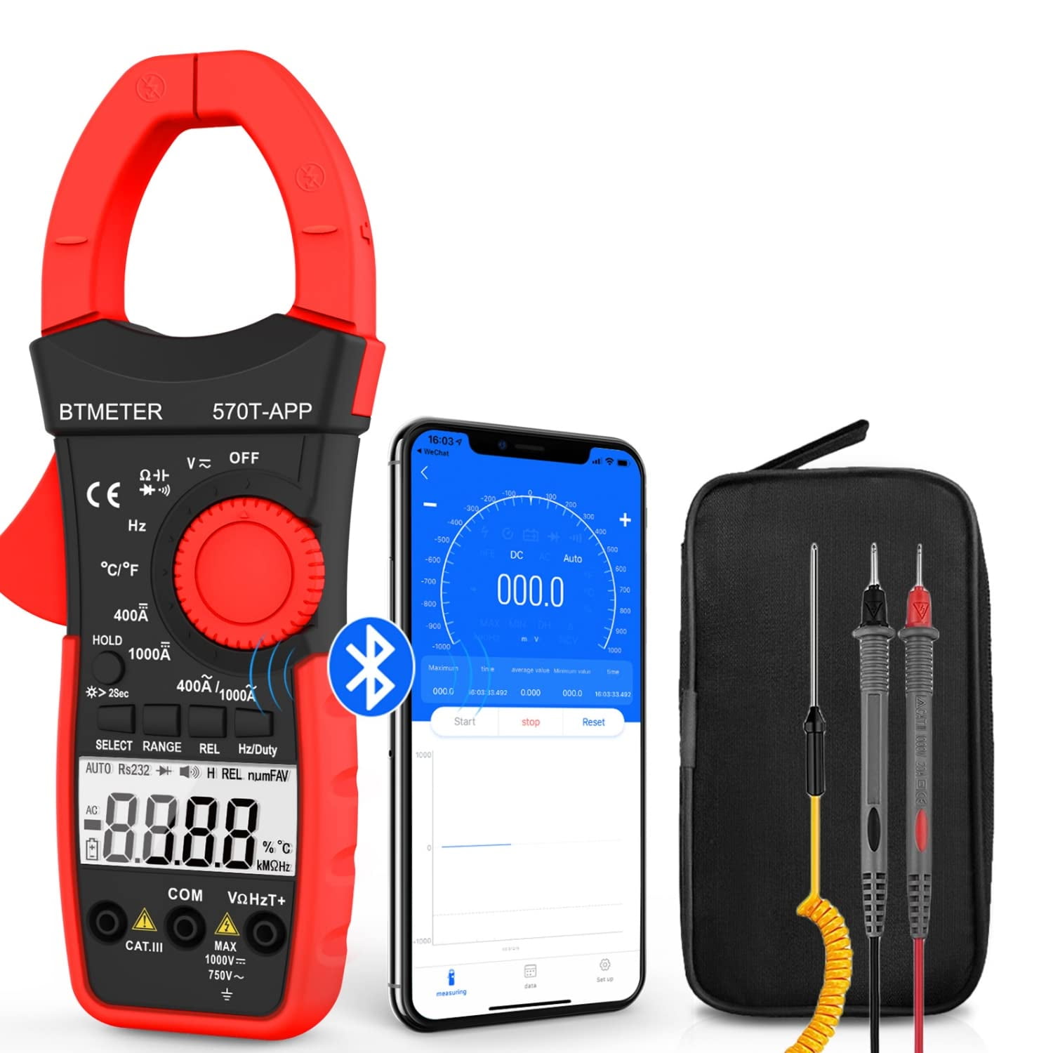 AC/DC 1000A Clamp Multimeter, 4000 Counts Digital Clamp-on Meter with ...