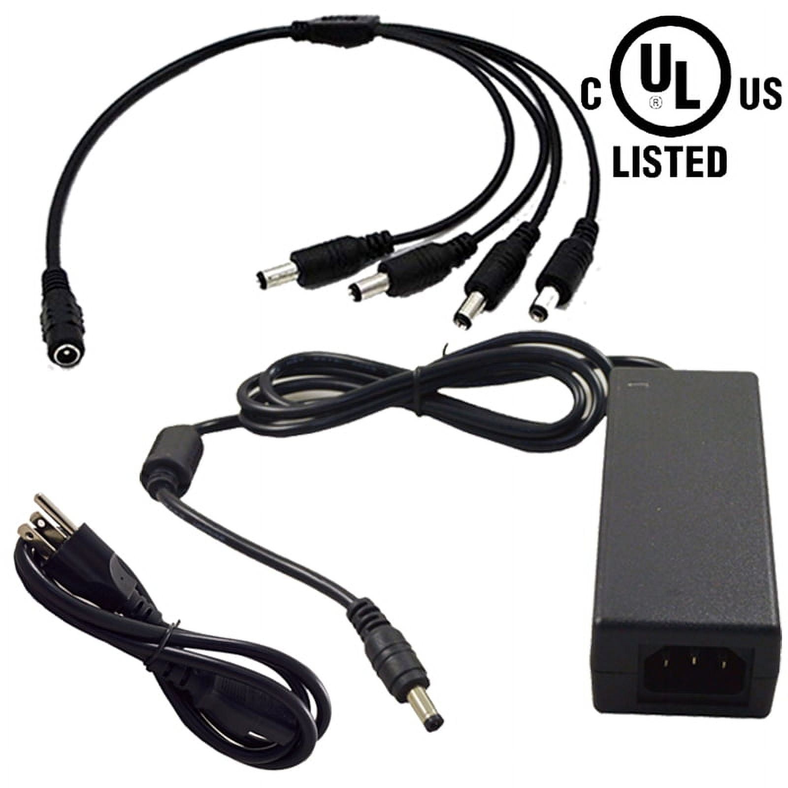 AC DC 12 Volts 3 Amp Power Adapter with 1 to 4 Splitter for CCTV Cam UL ...