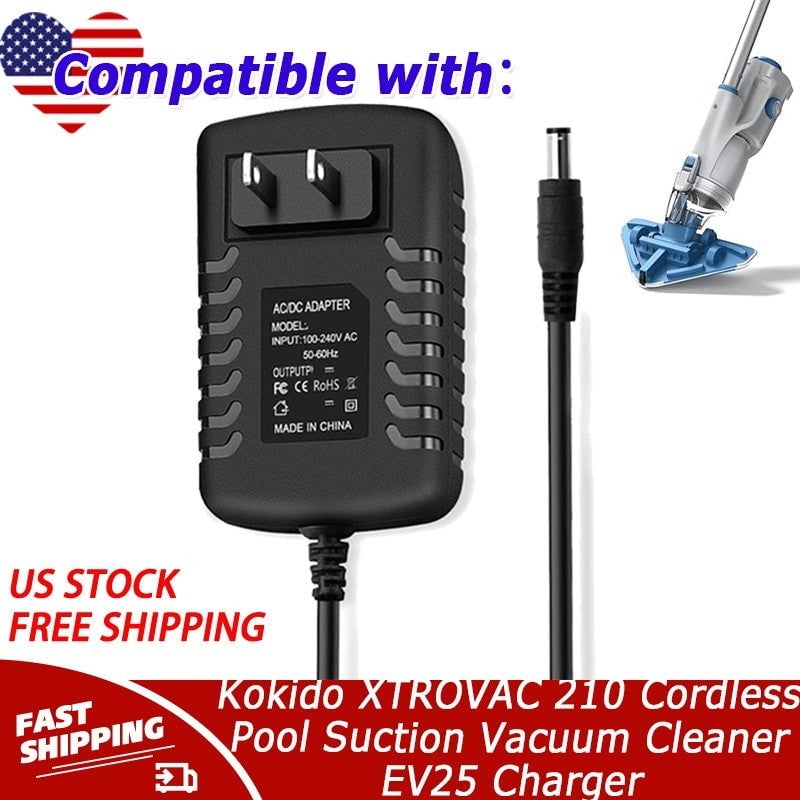 AC/DC Adapter Compatible with Kokido XTROVAC 210 Cordless Pool Suction Vacuum Cleaner EV25 ...