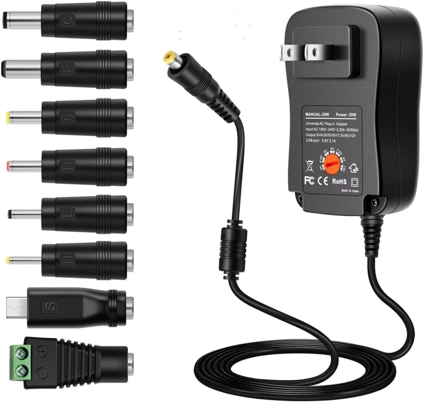 AC DC Adapter Power Supply Universal Switching Charger [3V ~ 12V 2A ...