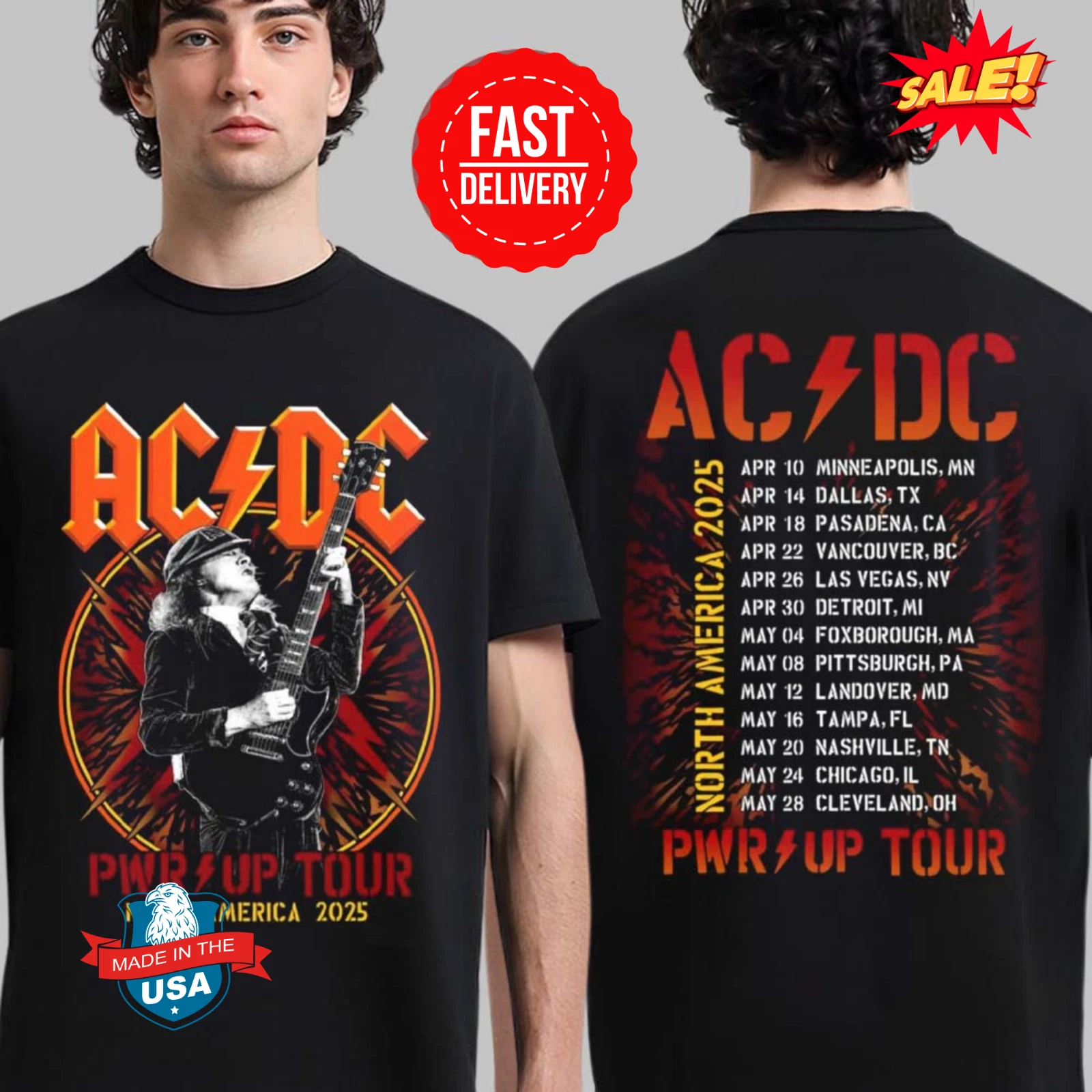 AC.DC Angus Bolts PWR UP Tour North America 2025 Tour Dates Two Sides ...