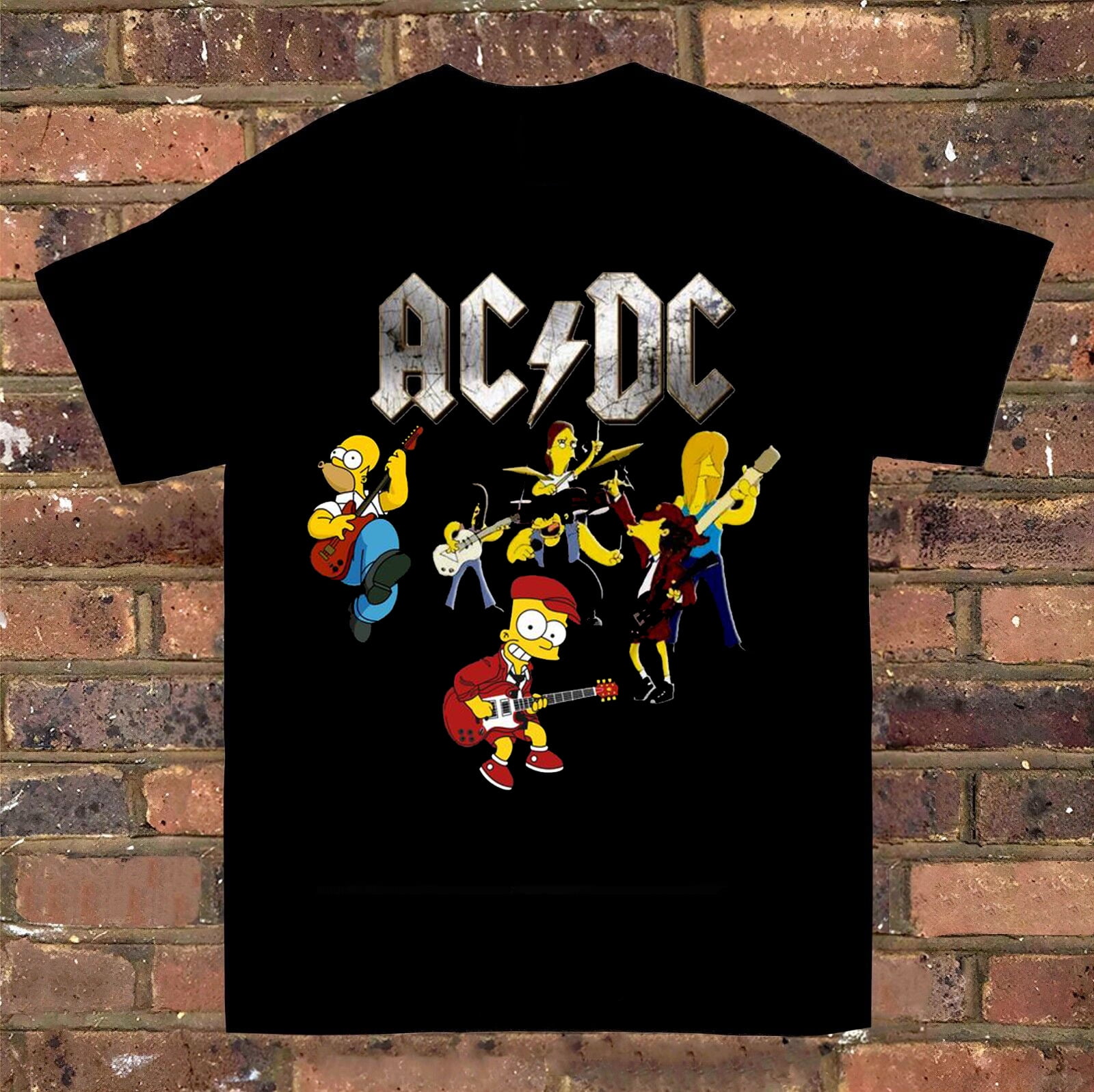 AC DC Bart Simpson Short Sleeve Cotton T- Shirt Men All Size - Free Shipping - Walmart.com