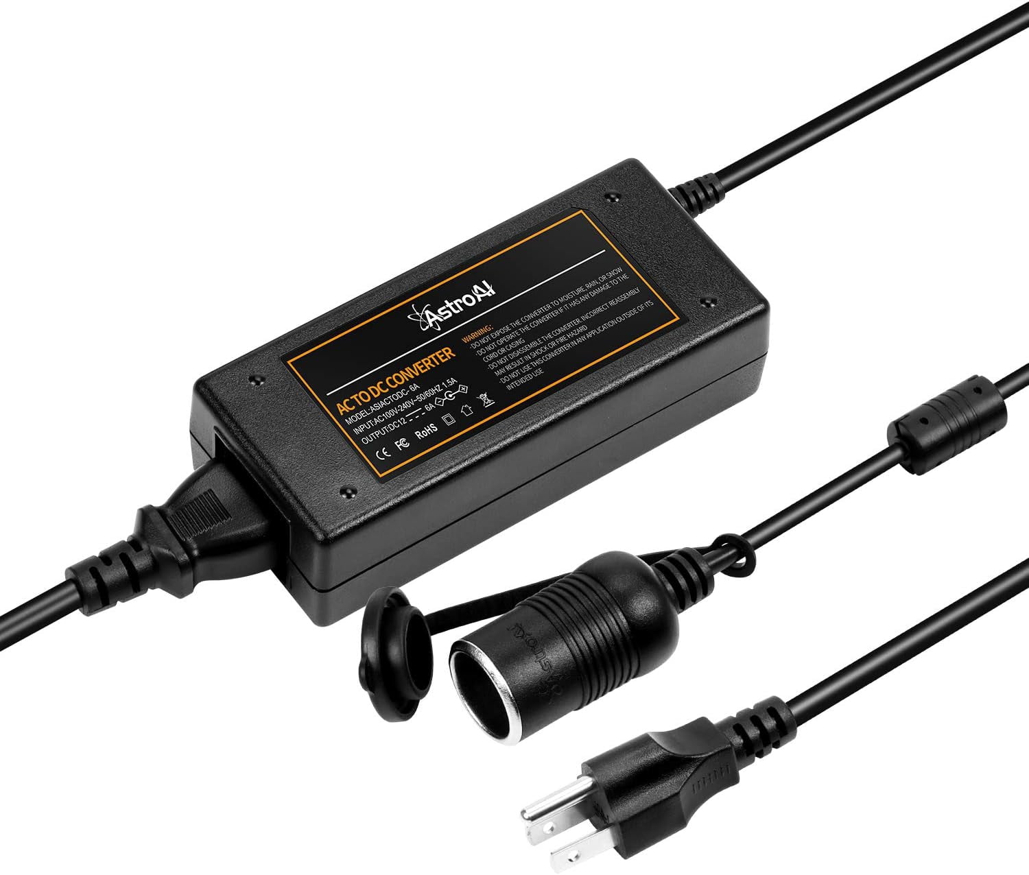 AC to DC Converter 10A/120W/7.78FT/110V to12V Converter, Car Cigarette ...