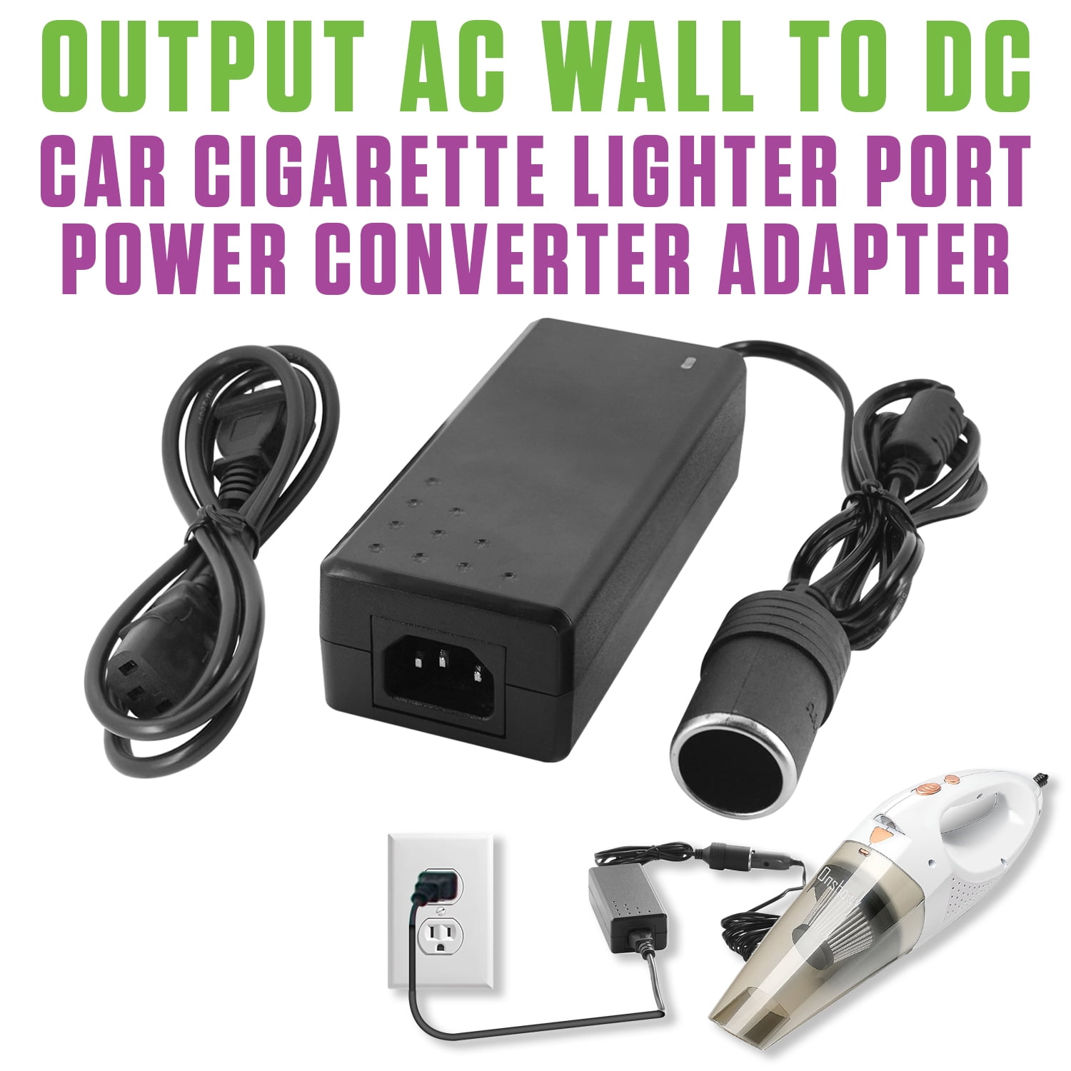 102W 110-220V AC to 12V DC Converter, 8.5A Car Aux Power Adapter ...