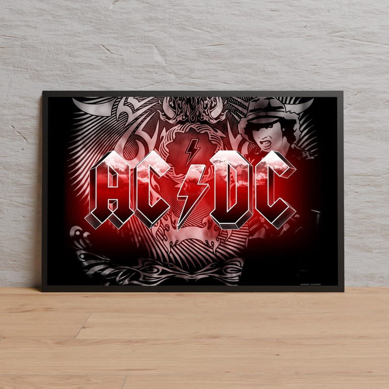 AC/DC Dark Rock Band Logo Wall Art Heavy Metal Music Decor Size 24x36 ...