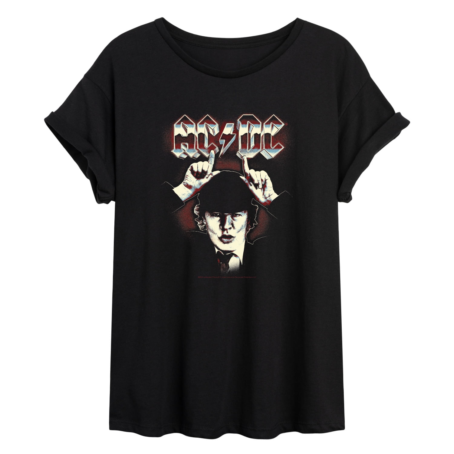 AC/DC - Devil Horns - Juniors Oversized Graphic T-Shirt - Walmart.com