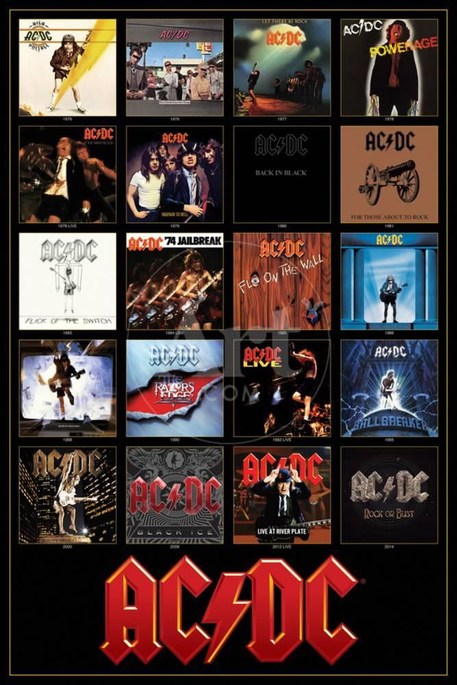 AC/DC Discography Poster - 24x36 - Walmart.com