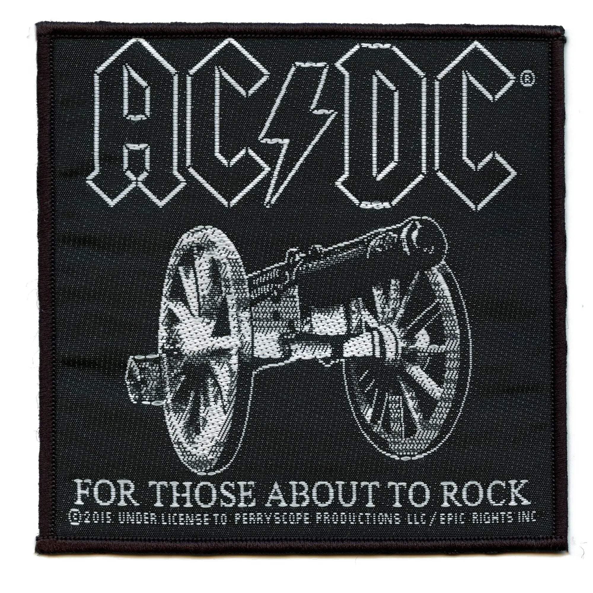AC/DC For Those About To Rock Logo Official New Black Woven Patch (10cm ...