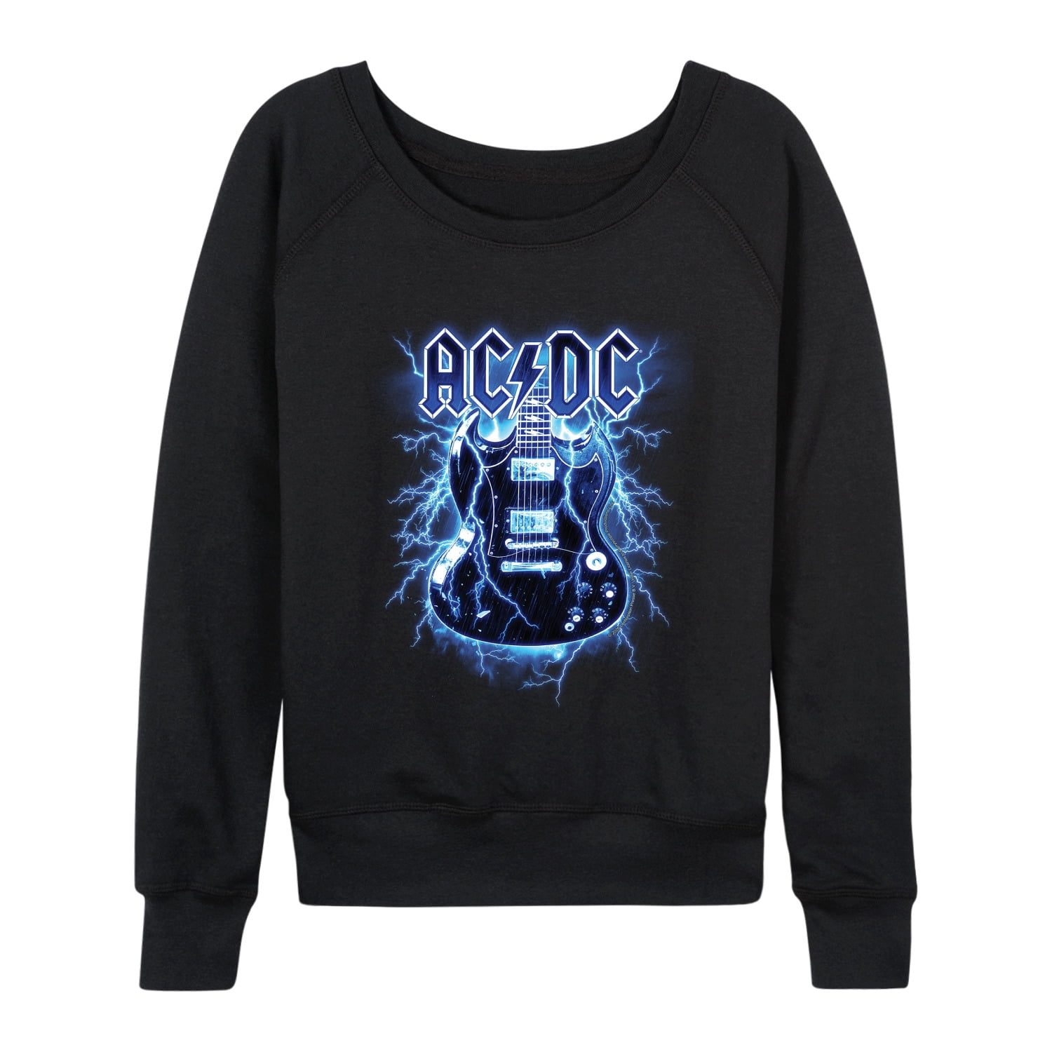 AC/DC - Lightning Guitar - Women's French Terry Long Sleeve Pullover ...