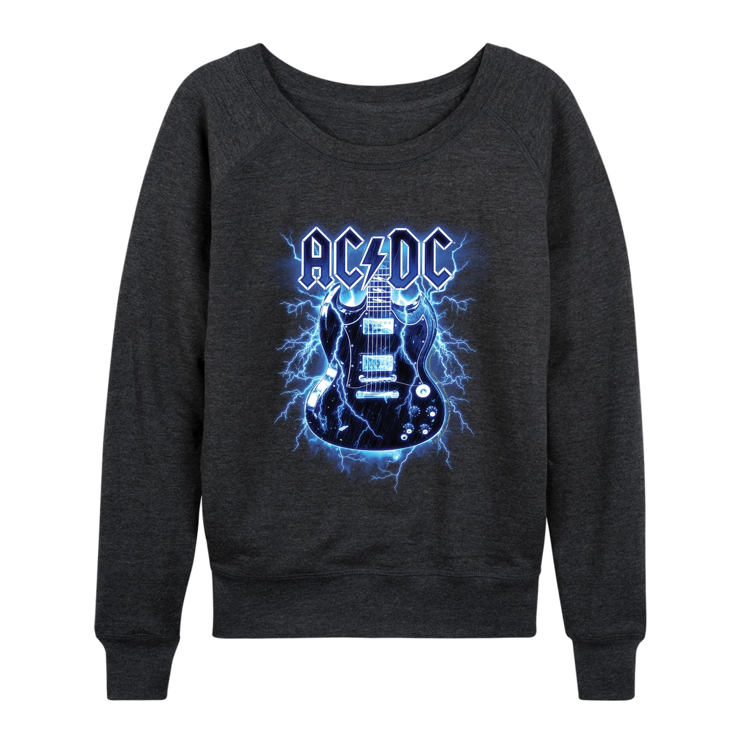 AC/DC - Lightning Guitar - Women's French Terry Long Sleeve Pullover ...