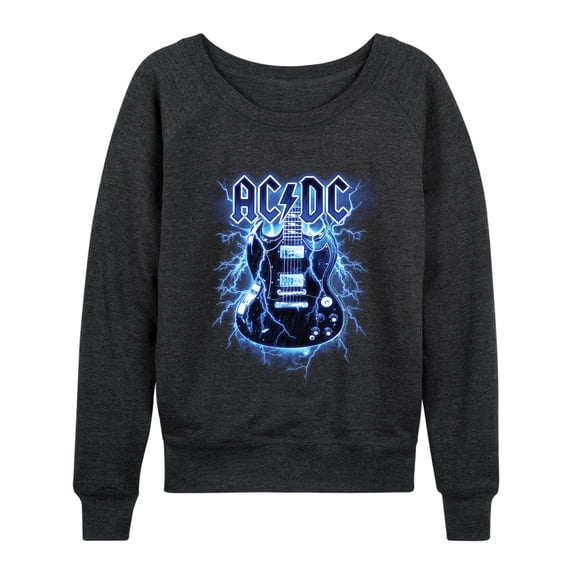 AC/DC - Lightning Guitar - Women's French Terry Long Sleeve Pullover ...