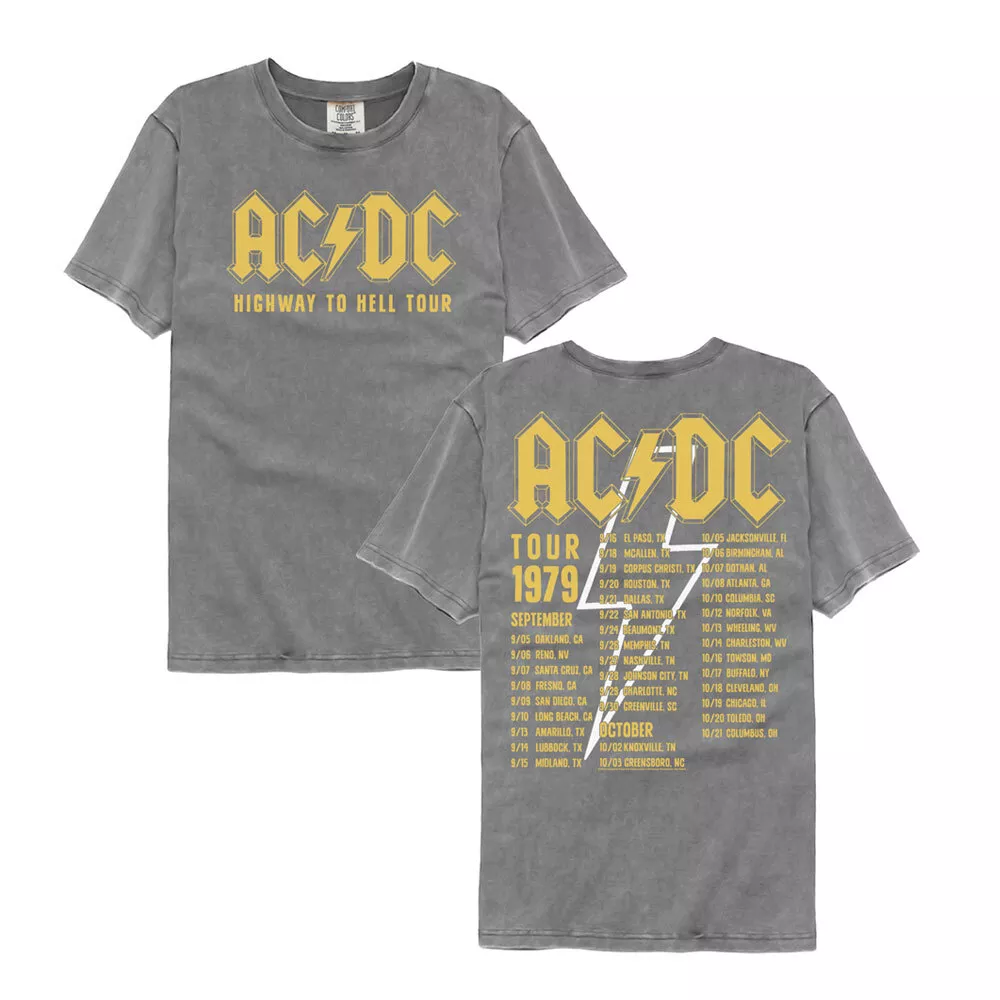 AC.DC Music Band T-Shirt 1979 Highway To Hell 2 Sided World Tour Rock ...