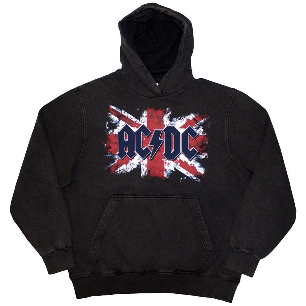 AC/DC Unisex Stone Wash Pullover Hoodie Sweatshirt Flag (Charcoal Grey ...