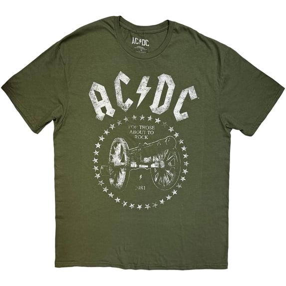 AC/DC Unisex T-Shirt: For Those About To Rock Tour '25 (Green) (Ex-Tour ...
