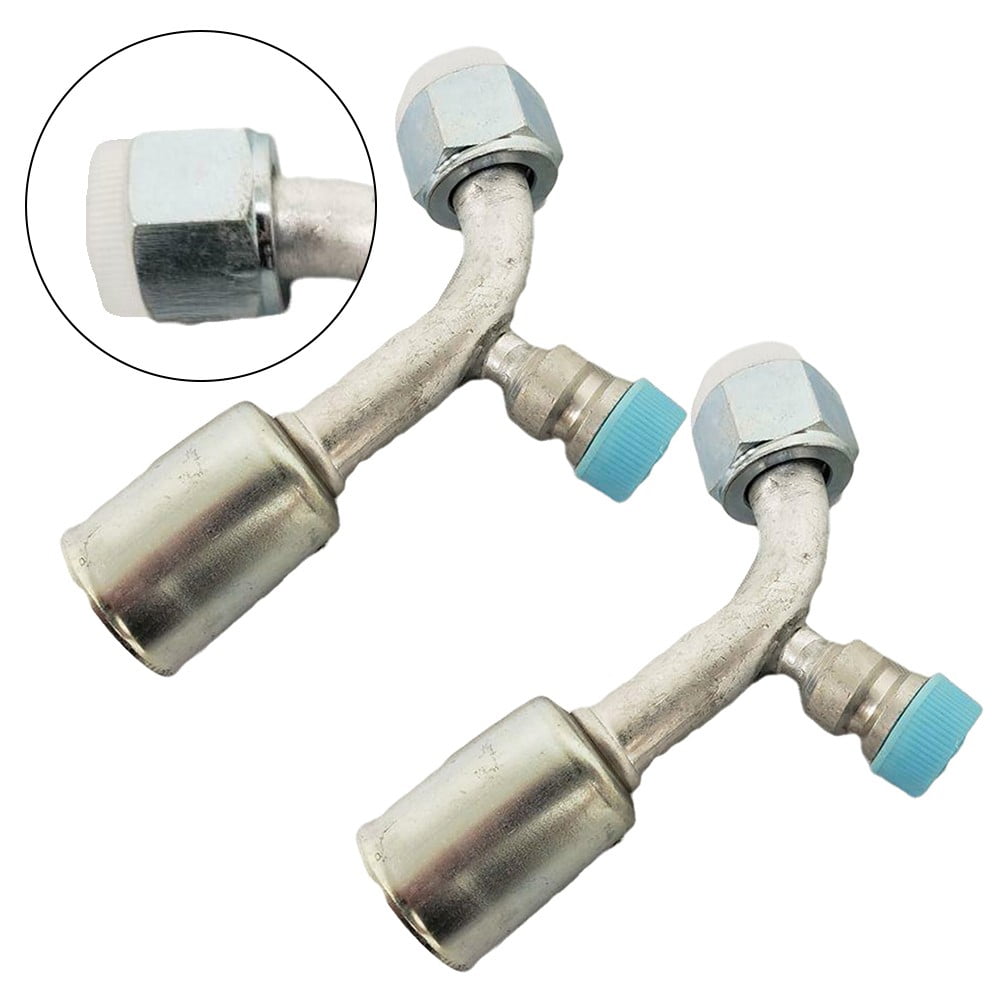 AC Fittings A/C Female O Ring 90 Degree #8 #10 with R134a Service Ports ...