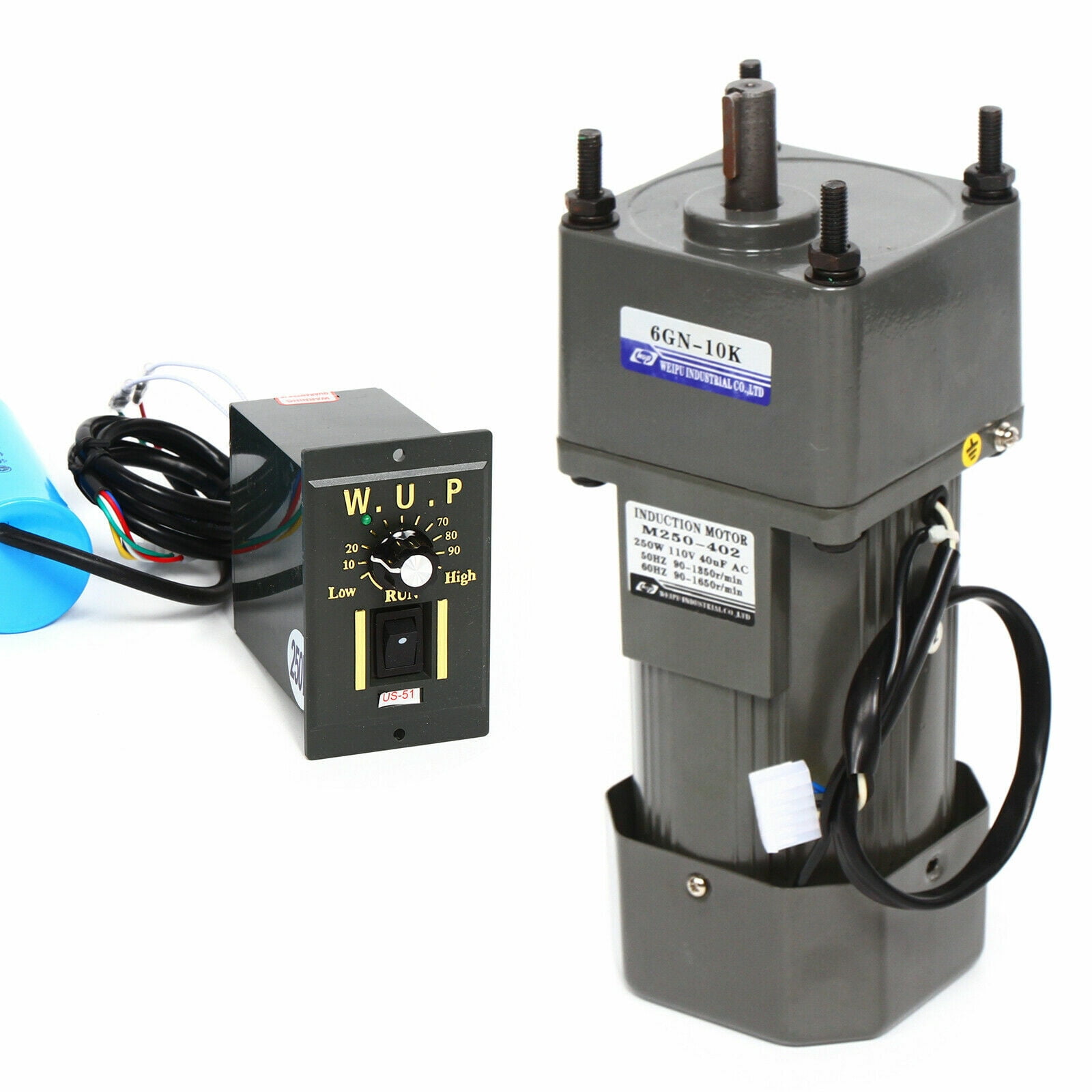 AC Gear Reduction Motor Electric Variable Speed Control Reversible 250W ...
