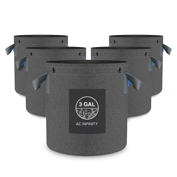 AC Infinity Heavy Duty Fabric Pots 3 Gallon, Reusable Grow Bags 5pk ...
