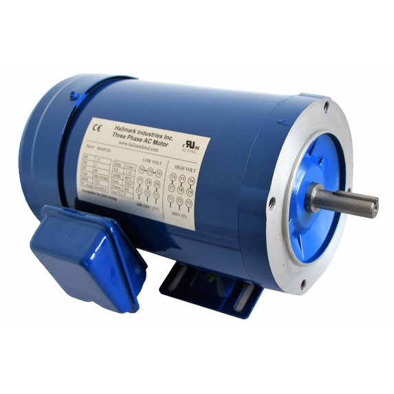 AC MOTOR, 1/2HP, 1725RPM, 3PH, 206-230V/460V, 56C/TEFC, WITH BASE ...