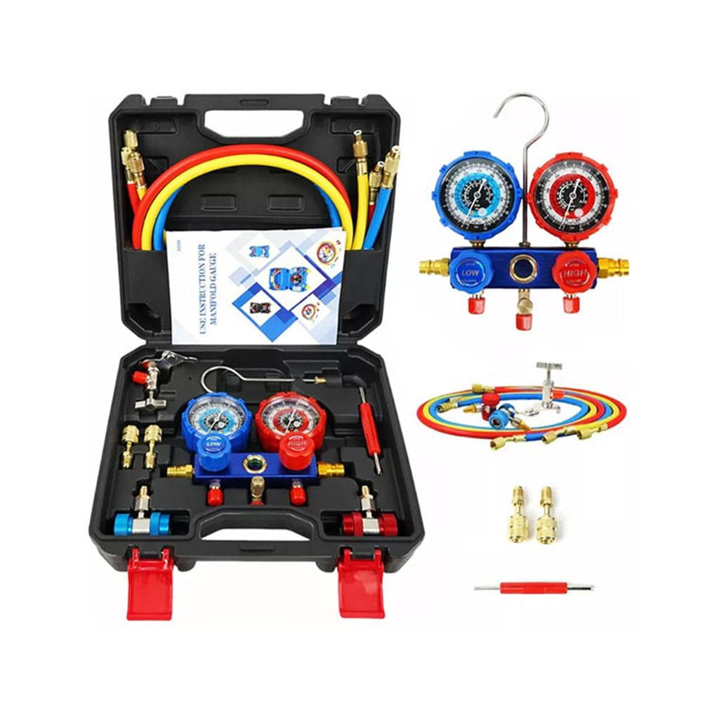 AC Manifold Gauge Set for R134A R410A R404A R22 Refrigerant, 3 Way Car ...