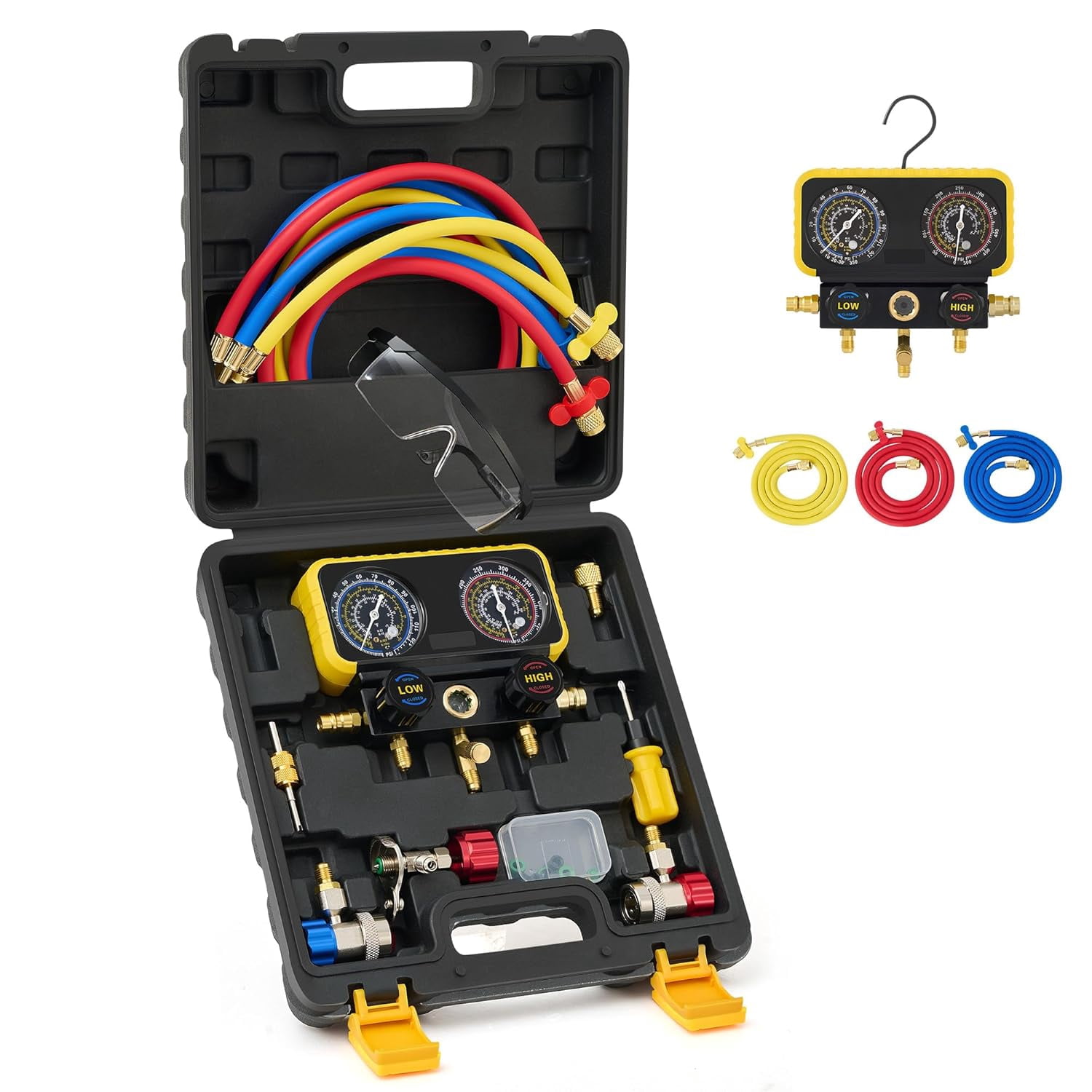 AC Manifold Gauge Set for R134a R12 R22 R502 Refrigerants, Automotive ...