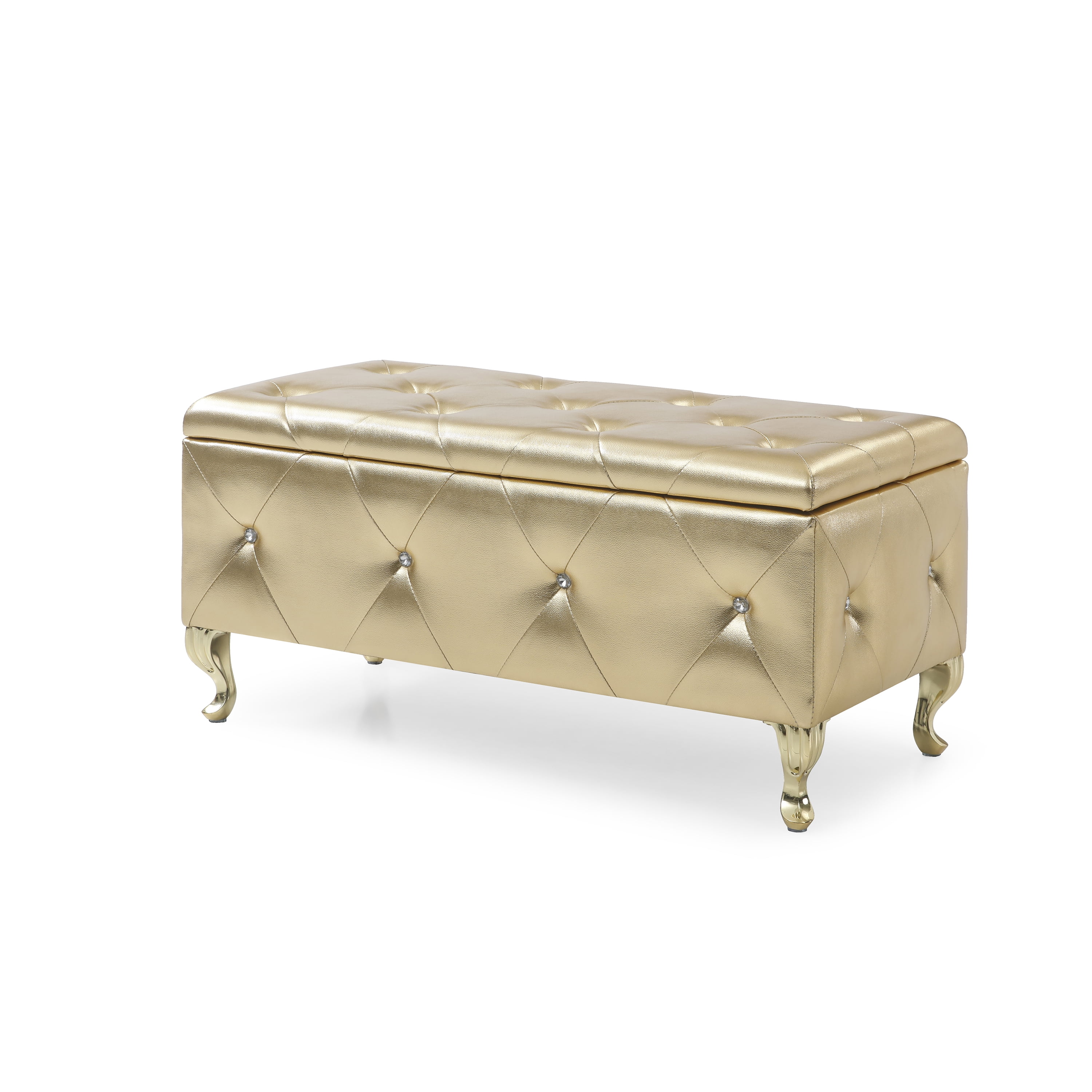 AC Pacific Gold Crystal Tufted Storage Bench - Walmart.com