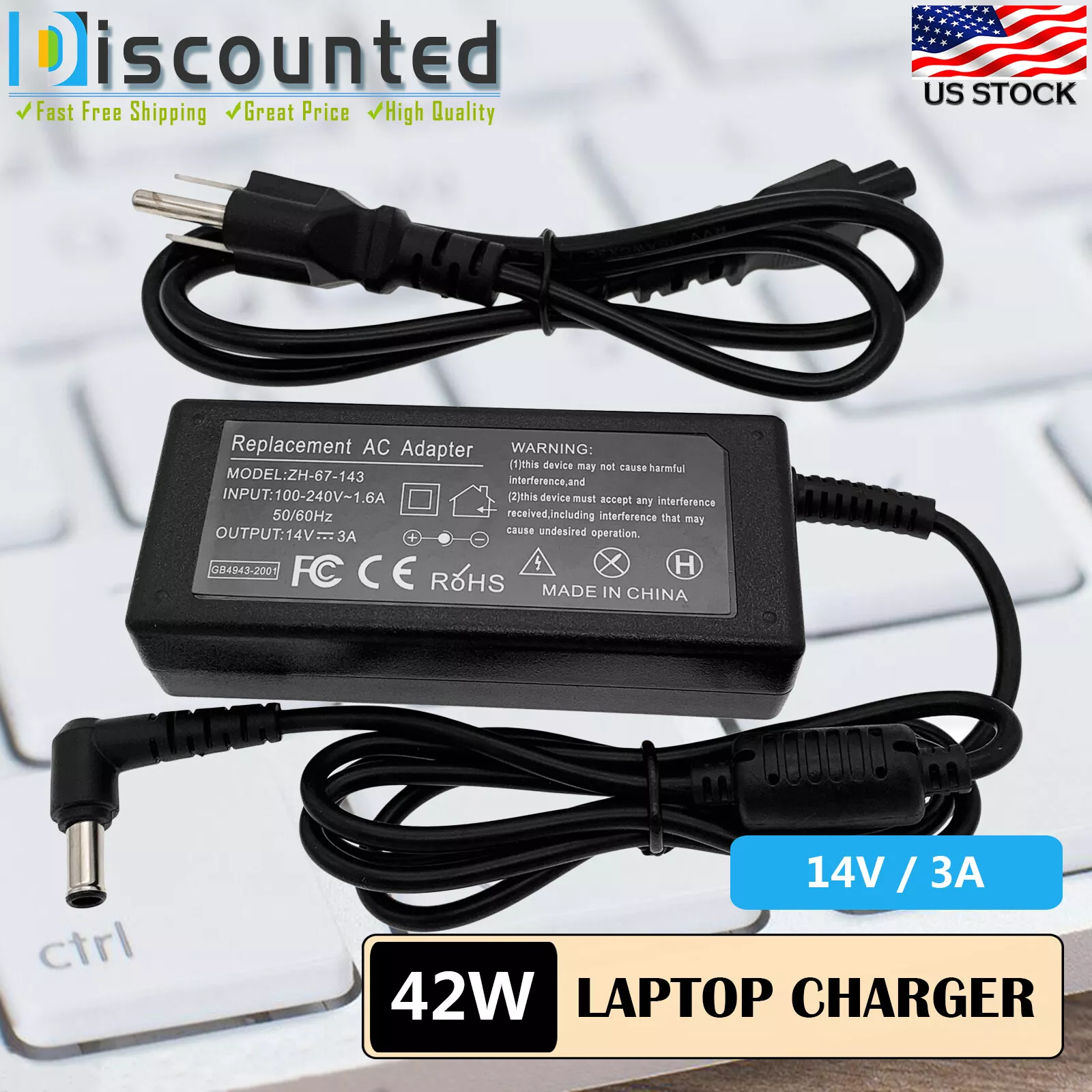 AC Power Adapter for Dell 5G971 AD-4214N AD-4214L AP04214-UV GH17P ...