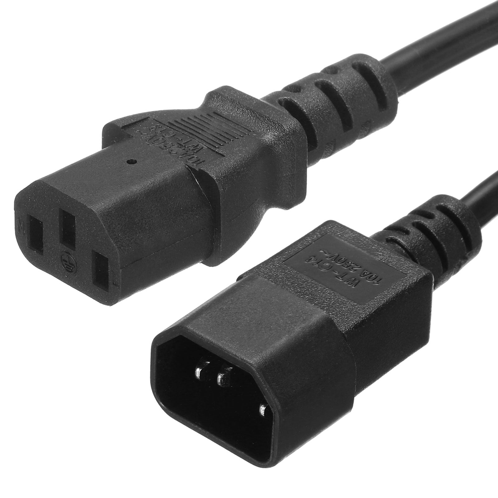 AC Power Cord 3 Prong C14 Male to C13 Female 0.75mm2 1m 3.3Ft 250V 10A ...