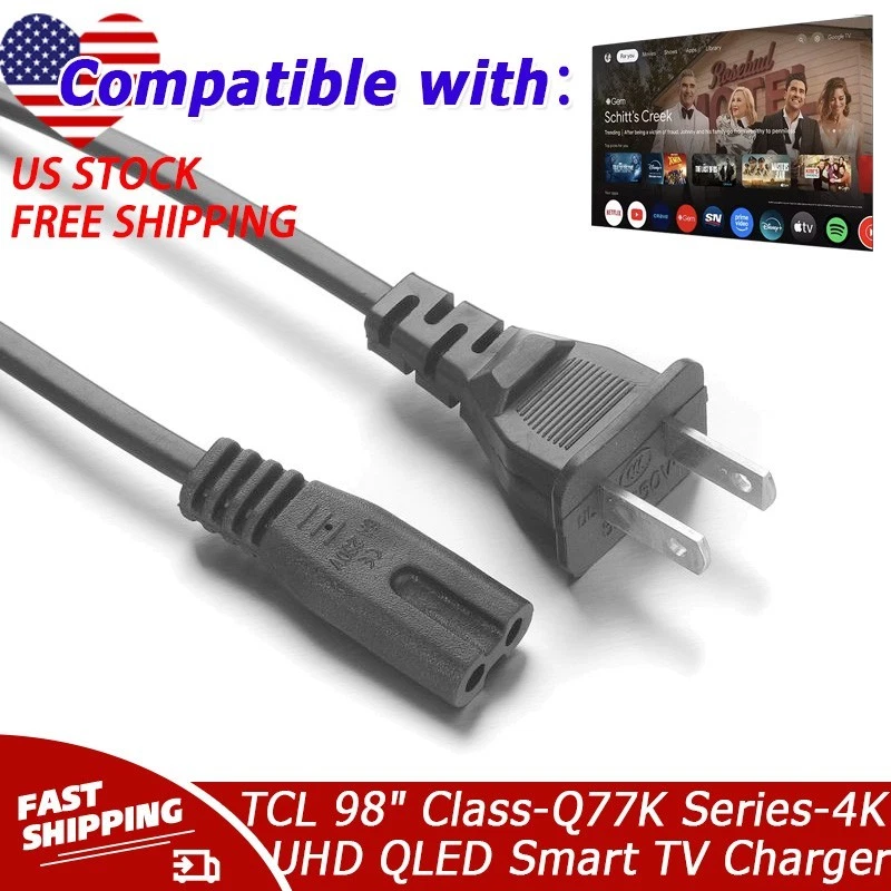 AC Power Cord For TCL 98" Class-Q77K Series-4K UHD QLED Smart TV ...