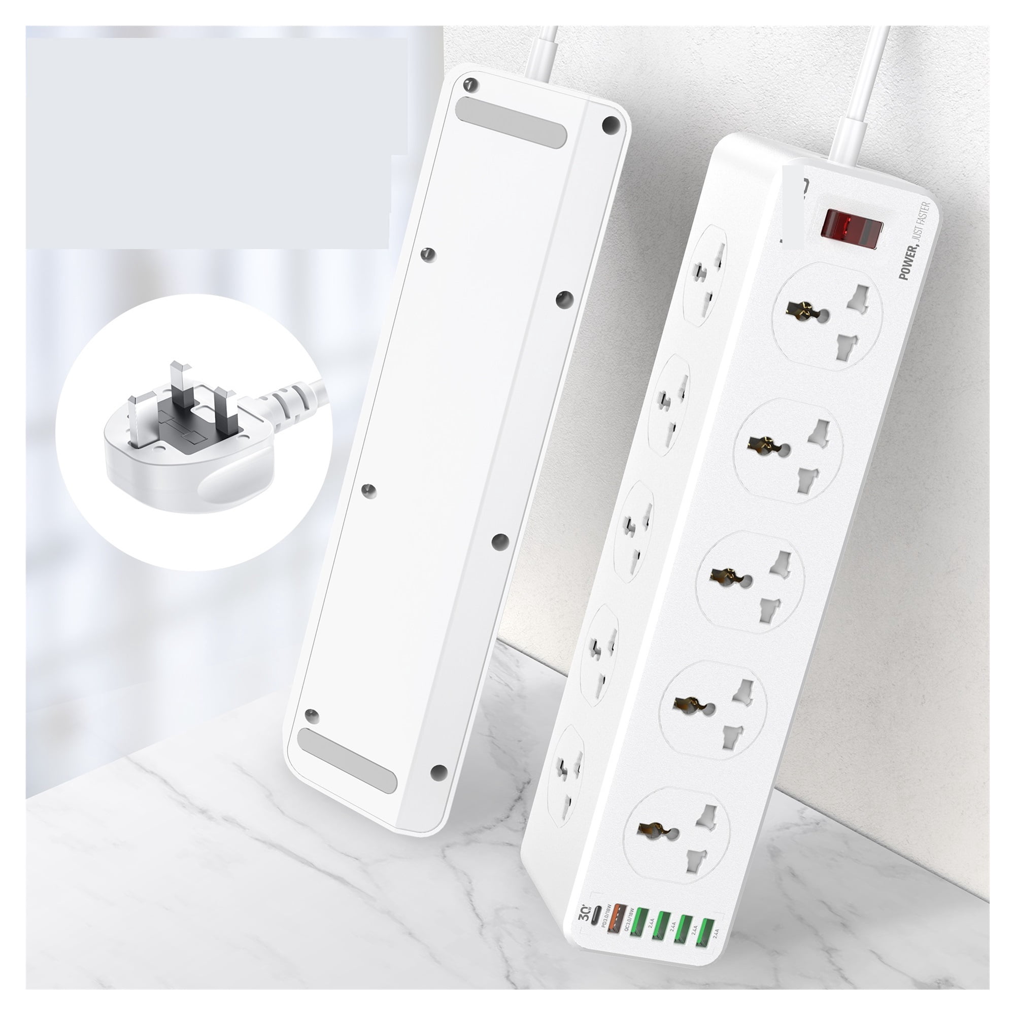 AC Power Strip 30W PD QC Multiprise Power Socket Electrical Charger ...
