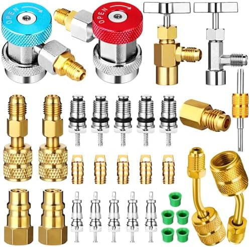 AC R134A Adapters Quick Coupler Kit, R134a Can Tap Valves to R22/410a ...
